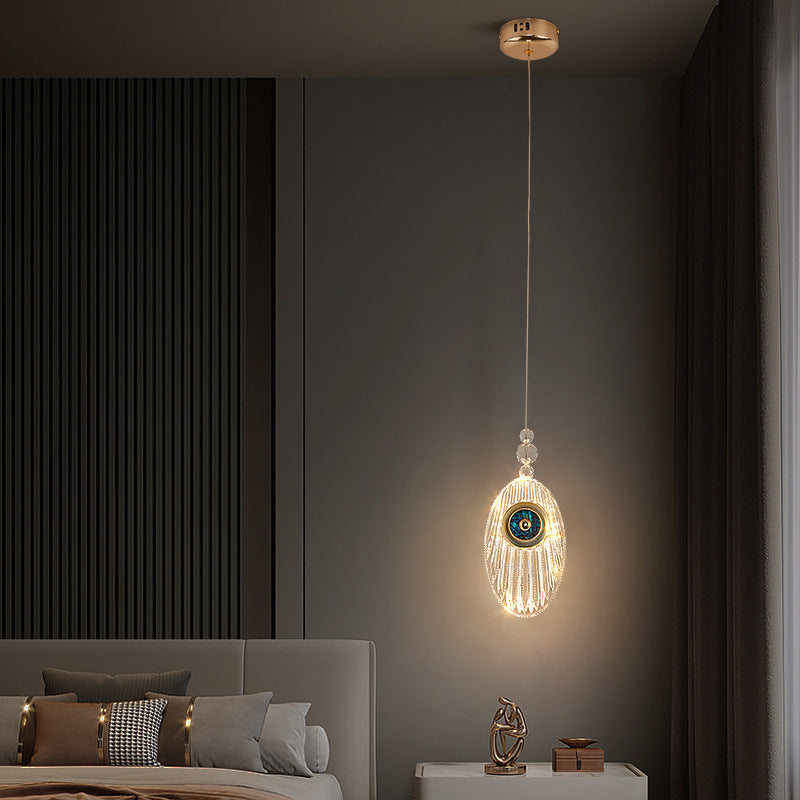 Contemporary Scandinavian Oval Orb Aluminum Acrylic Shell LED Pendant ...