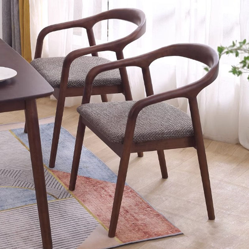Modern Minimalist Arched Curve Frame Solid Wood Linen Dining Chair ...