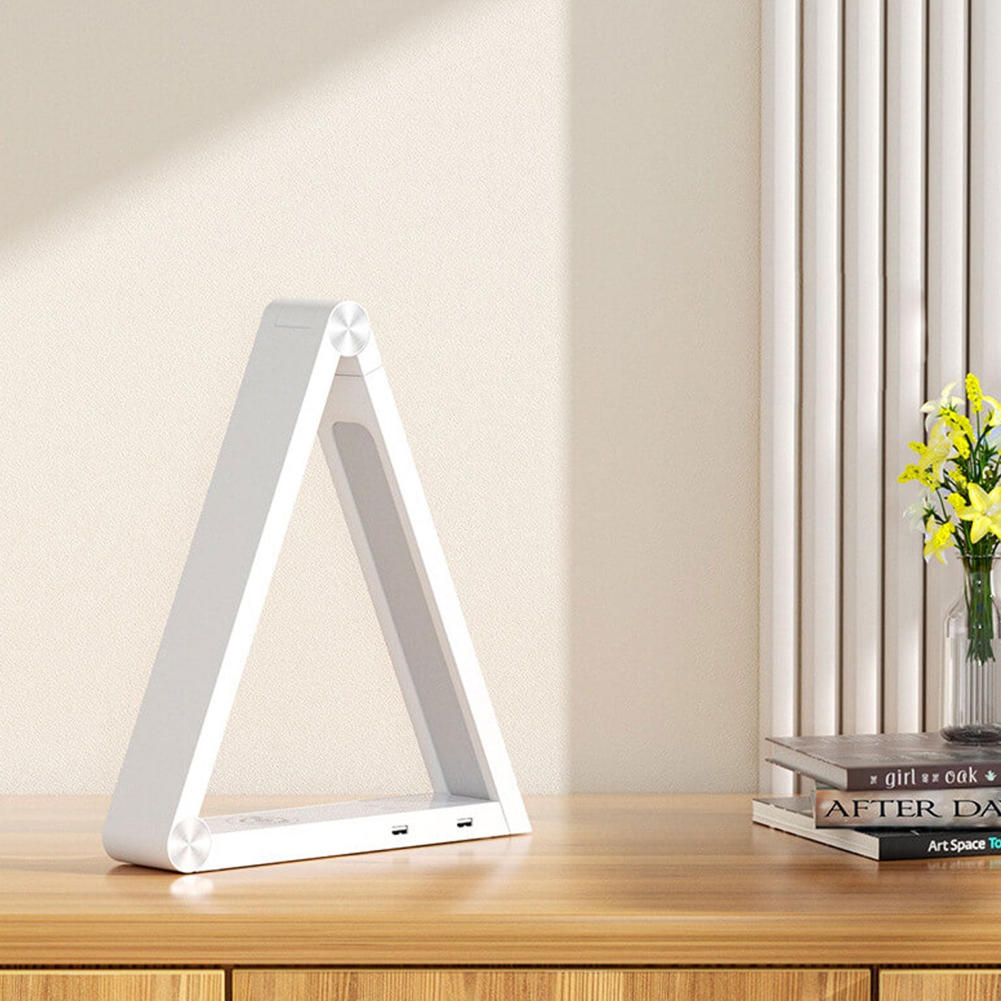 Intelligent Creative Triangle Wireless Charging Rotating Touch LED Desk ...