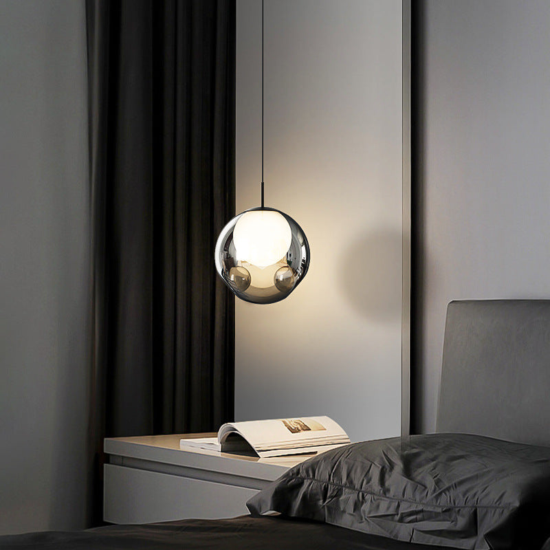 Modern Minimalist Concave Globe Hardware Glass LED Pendant Light For ...