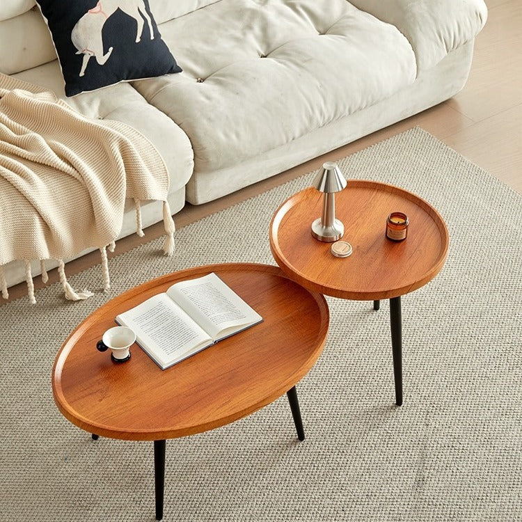 Modern Minimalist Medium-Density Fiberboard & Metal Round Coffee Table ...