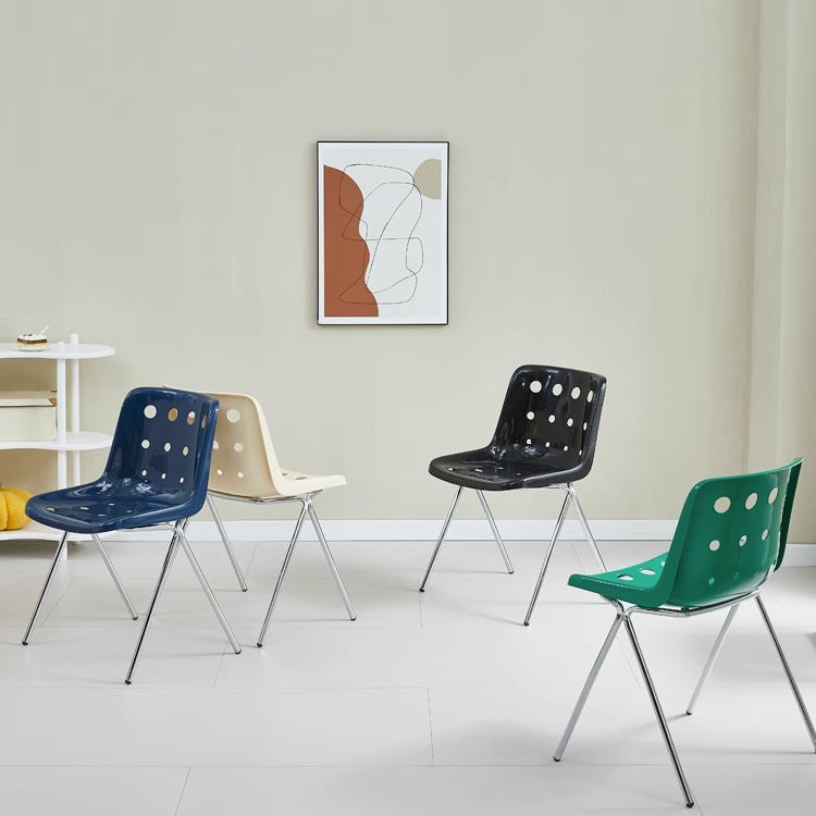 Contemporary Creative Macarons Hole PP Iron Dining Chair Backrest ...