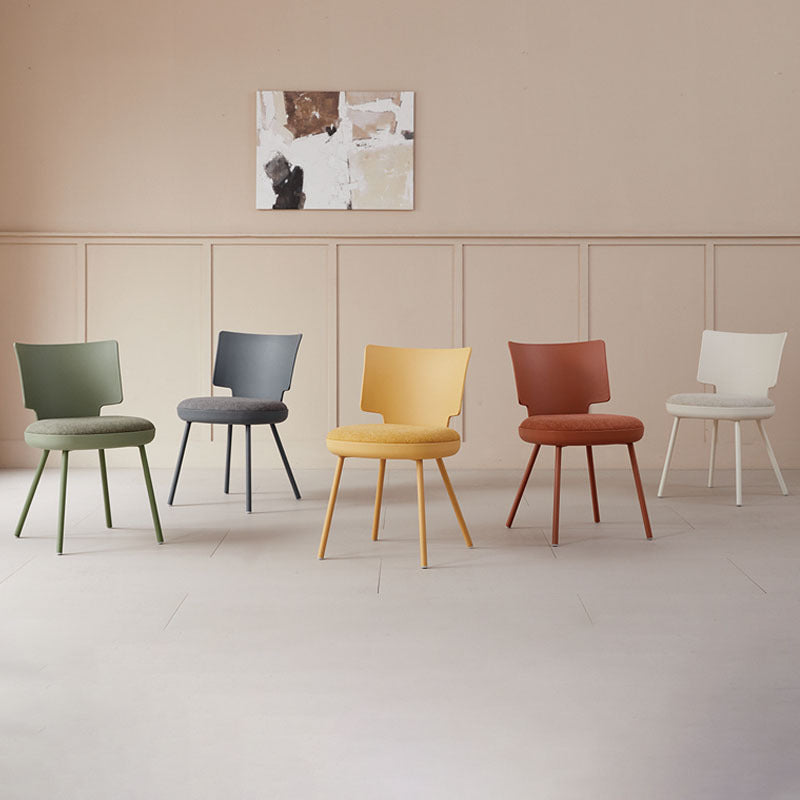 Contemporary Nordic Macaron Fabric PP Dining Chair Backrest Armless For ...
