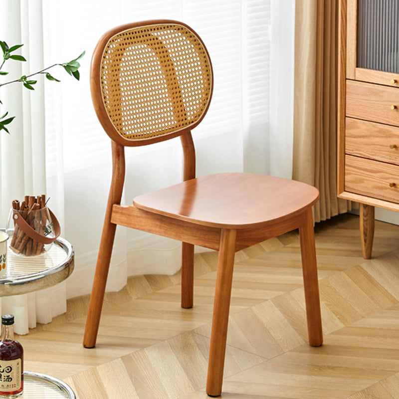 Modern Minimalist Square Curved Wood Rattan Dining Chair Backrest For ...