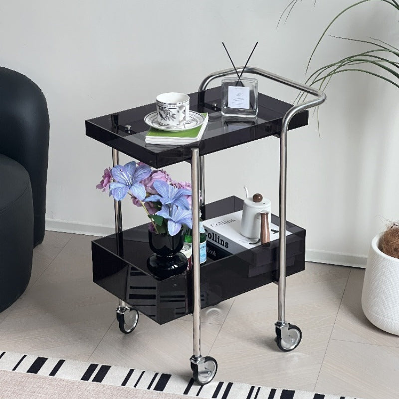 Modern Minimalist Acrylic Metal Rectangular Side Table 2-Tier For ...