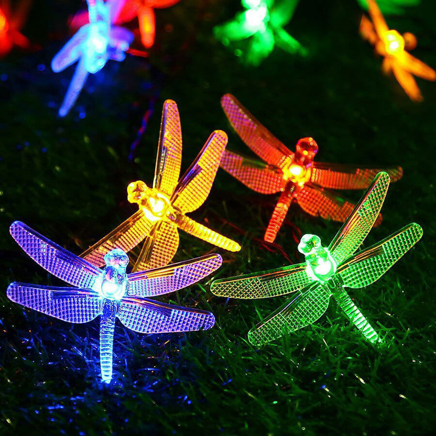 Outdoor Solar Dragonfly Waterproof LED Lights Festival Party Decoration ...